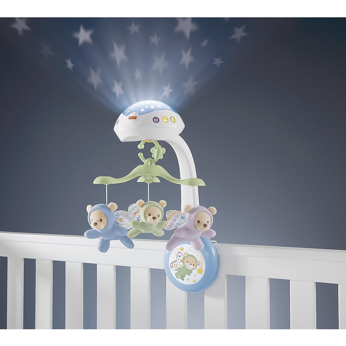 Fisher-Price Baby Crib Toy, 3-in-1 Projection Mobile, Butterfly Dreams Sound Machine with Light Projection for Newborn to Toddler