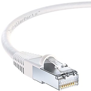 InstallerParts Ethernet Cable CAT6 Cable Shielded (SSTP/SFTP) Booted 15 FT - White - Professional Series - 10Gigabit/Sec Network/High Speed Internet Cable, 550MHZ