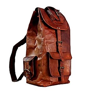 Shy Shy Let’s Touch The Sky Rustic Vintage Leather Backpack Travel Rucksack knapsack Daypack Bag for Men Women Brown (20 X 10 X 8 inches)