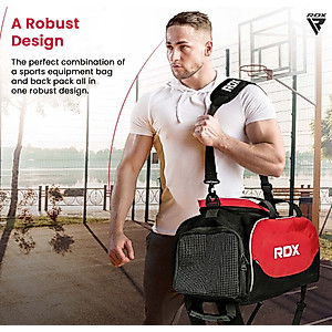 RDX Kit Bag Gym Duffle Sports Holdall Gear MMA Fitness Exercise Equipment Backpack Hiking Luggage Shoulder Sportswear Lightweight Rucksack Handles Running Zipper Travel Carry on Shoe Compartment