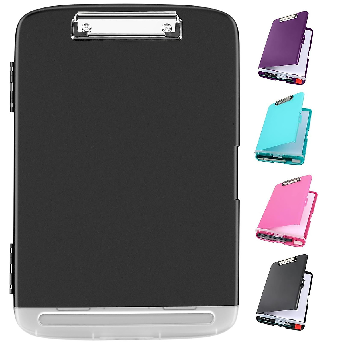 YEAHVIY Clipboard with Storage, Large Capacity Nursing Clipboards with Low Profile Clip, Heavy Duty Plastic Storage Clipboard with Pen Holder, Side-Opening, Multifunctional Clipboard Case for Writing