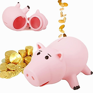 PHOCAS Hairphocas Cute Pink Pig Money Box Plastic Piggy Bank for Kid's Xmas Christmas Birthday Gift with Box