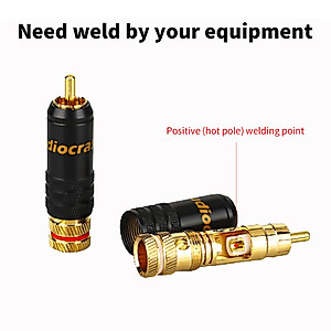 Tertullus 4pcs 2-in-1 Screw and Solder Type High End RCA Male Plugs Brass Gold Plated Audio RCA Connectors Adapters