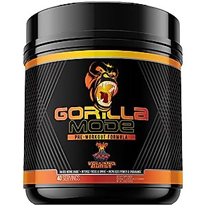 Gorilla Mode Pre Workout -Massive Pumps · Laser Focus · Energy · Power - L-Citrulline, Creatine, GlycerPump™, L-Tyrosine, Agmatine, Kanna, N-Phenethyl Dimethylamine Citrate - 574 Grams (Volcano Burst)