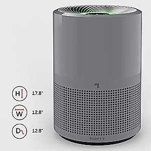 Sharper Image PURIFY 9 Whole Room Air Cleaner with True HEPA Filtration, Activated Carbon Filter, Visual Air Quality Indicator, for Home, Bedroom and Office