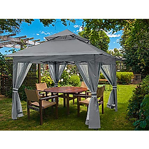 MASTERCANOPY Patio Gazebo Outdoor Pop Up Gazebo with Mesh Walls (13x13 Dark Gray)