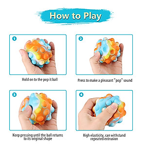 3PCS Pop Stress Balls Fidget Toy, 3D Ball Popping It Relieve Restless Toy, Anxiety Relief Fingertip Toy Stretchy Balls, Early Education Brain Development Toy, Hand Finger Exerciser