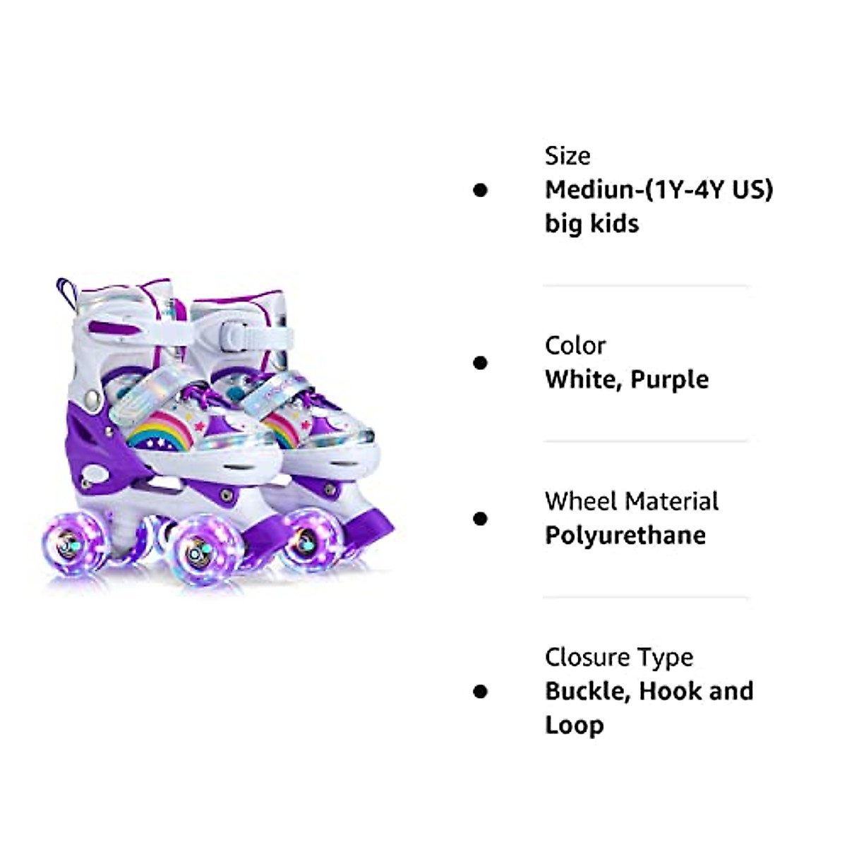 SHDSL Girls Roller Skates for Kids Beginners 4 Size Adjustable, All 8 Light UP Wheels Shine Fun Illuminating Roller Skates for Toddlers Girls Boys patines para niñas