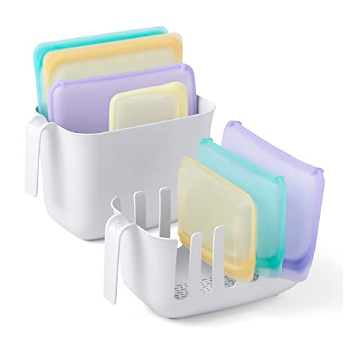 YouCopia Dry&Store Reusable Bag Drying Rack and Bin Set, Silicone Bags Organizer and Storage
