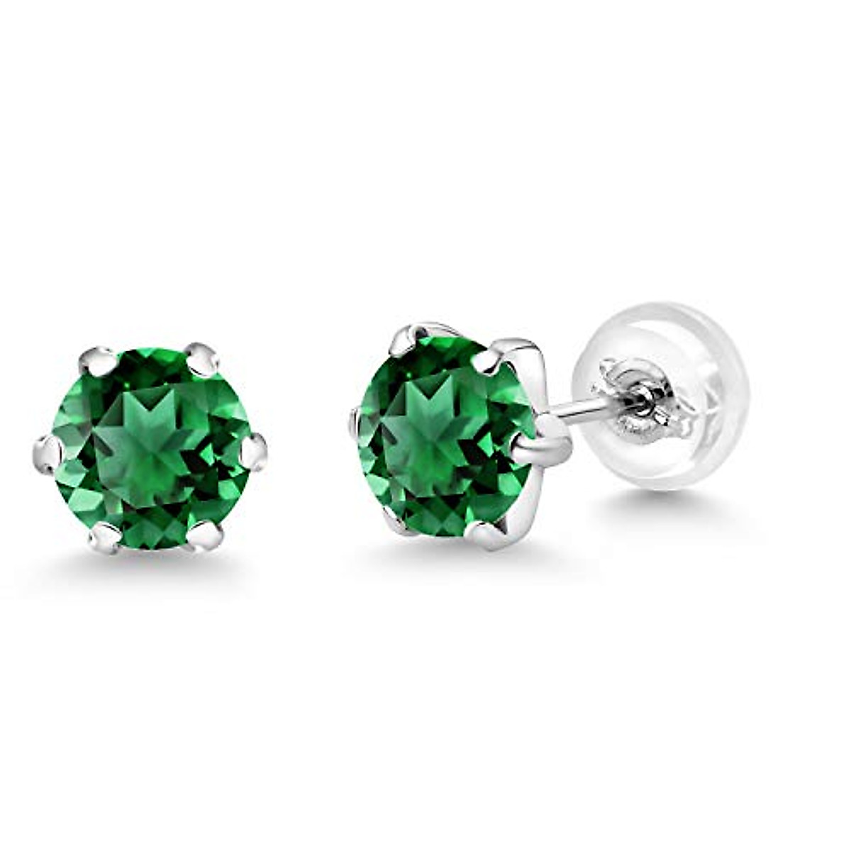 Gem Stone King Pure PT950 Platinum 950 Six Prong 6MM Round Gemstone Birthstone Stud Earrings For Women
