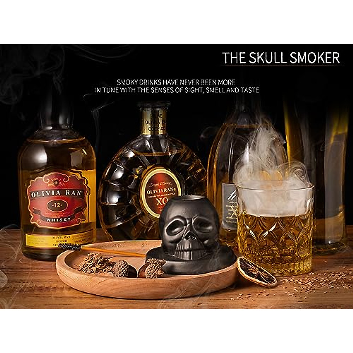 Cocktail Smoker Kit with Torch, Whiskey Smoker Kit, Bourbon/Drink/Old Fashioned Smoker Infuser Kit, 4Flavor of Wood Chips, Ideal Gifts for Men, Fathers, Boyfriends as Father's Day, Christmas, Birthday