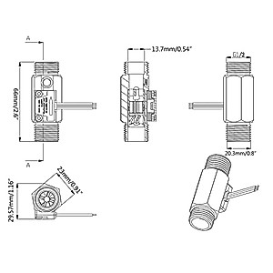 Water G1/2" Brass Effect Liquid Flowmeter Meter 1-30L/min Used for Water Dispenser