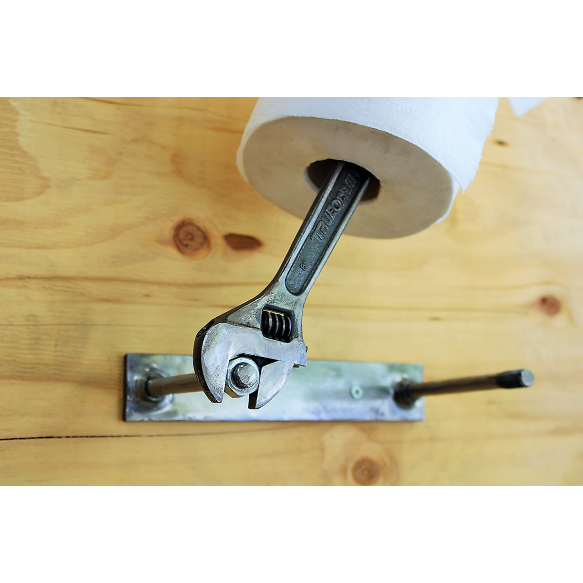 Toilet Paper Holder, Car Guy Gift, Wrench And Nut Bathroom Stand, Automotive Art, Toilet Paper Rack, Steampunk Bathroom Decor, Mancave Decor