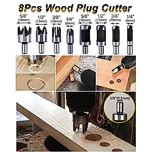 Rocaris 32 Pack Woodworking Chamfer Drilling Tools, Including Countersink Drill Bits, L-Wrench, Wood Plug Cutter, Step Bit, Center Punch, Cutting Twist Bits