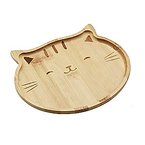 JB Home Collection 4572, Natural Bamboo Cat Serving Tray for Snacks Appetizer Fruit Vegetable | Food Platter | Picnic Kitchen Party | Eco-Friendly Plates