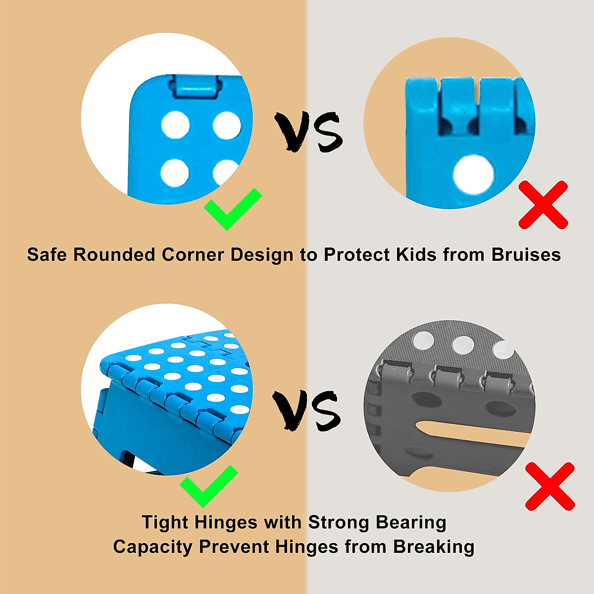 Dporticus 2Pack 16 Inch Foldable Step Stool with Handle for Kids & Adults Portable Super Strong Folding Kitchen Step Stool Non-Slip Design Garden Bathroom Stepping Stool