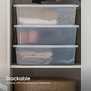 IRIS USA 3 Pack 40qt Under Bed Storage Bins with Lids and Durable Buckles, Clear