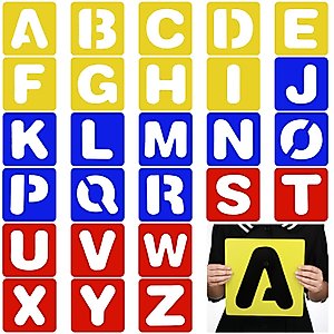 TecUnite 26 Pieces Alphabet Stencils Set Plastic Letter Stencils for Painting Learning, DIY Craft Decoration (10 x 10 Inches)