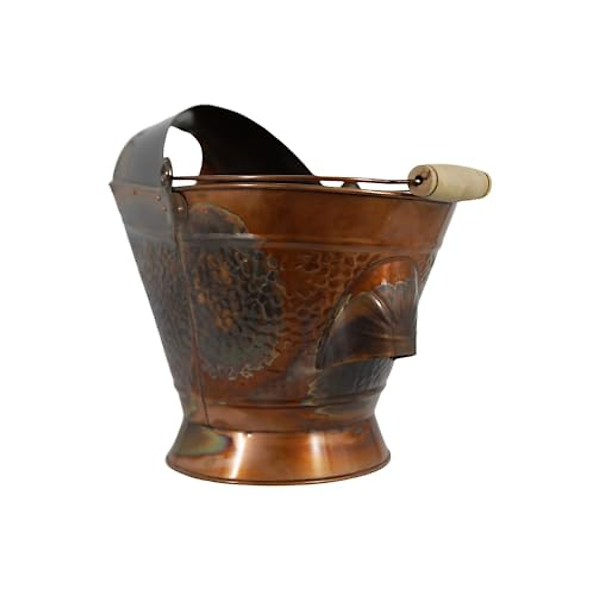 Coal Hod Bucket - Distressed Brass - Decorative Appeal - for Fireplace & Pellet Stove Ashes - Easy Hopper Filling - Lightweight
