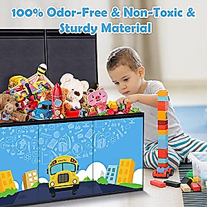 Wdmiya Large Toy Box, Toy Organizers and Storage With Collapsible Lid & Handles, Toy Chest for Kids Extra Large Playroom, Living Room, Nursery, Closet, Car Trunk, Brithday Gift for Boys & Girls