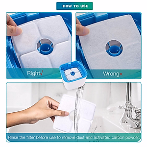 Aroundu Cat Fountain Filter Replacement Set 20 Pcs, Compatible with 84oz/2.5L Square Fountain,12 Filter 6 Sponge 2 Brush Included