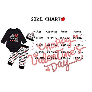 Catmama 3PCS Baby Boys Girls My First Valentine's Long Sleeve Heart Breaker Pants with Hat (Black-Long Sleeve, 6-12 Months)