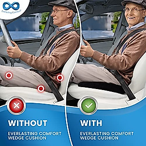 Everlasting Comfort Car and Truck Seat Cushion - Memory Foam Wedge Chair Driving Pillow (Black)