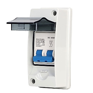 DC Miniature Circuit Breaker, 2 Pole 1000V 63Amp Isolator for Solar PV System, DIN Rail Mount Chtaixi DC Disconnect Switch Solar Disconnect Switch with Outdoor IP65 Waterproof Box