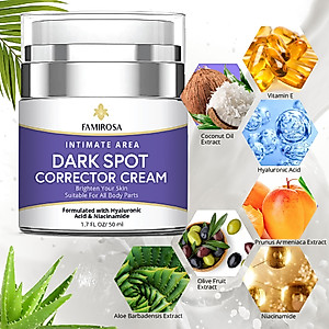 Famirosa Dark Spot Corrector Cream-Underarm Cream for Armpit, Neck, Knees, Elbows, Inner Thigh, Private Parts- Intimate Skin Cream- Formulated with Hyaluronic Acid, Niacinamide and Vitamin C-50 ml