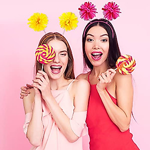 Tigeen Headband Head Bopper with Pom Pom (12 Pcs, Mixed Color) - Costume Headwear for Women Adults Accessories, Birthday Party Headwear