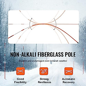 VEVOR Driveway Markers, 50 PCS 48 inch, 0.31 inch Diameter, Orange Fiberglass Poles Snow Stakes with Reflective Tape, 12" Steel Drill Bit & Protection Gloves for Parking Lots, Walkways Easy Visibility