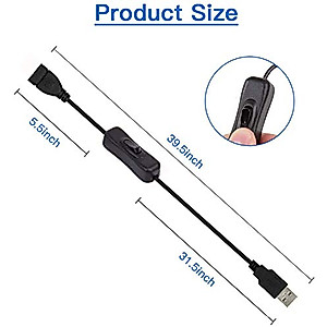 DFsucces USB Extension Cable 2Pcs with ON/Off Switch USB Male to Female Cable Support (Data and Power) for LED Desk Lamp, USB Fan, LED Strips etc