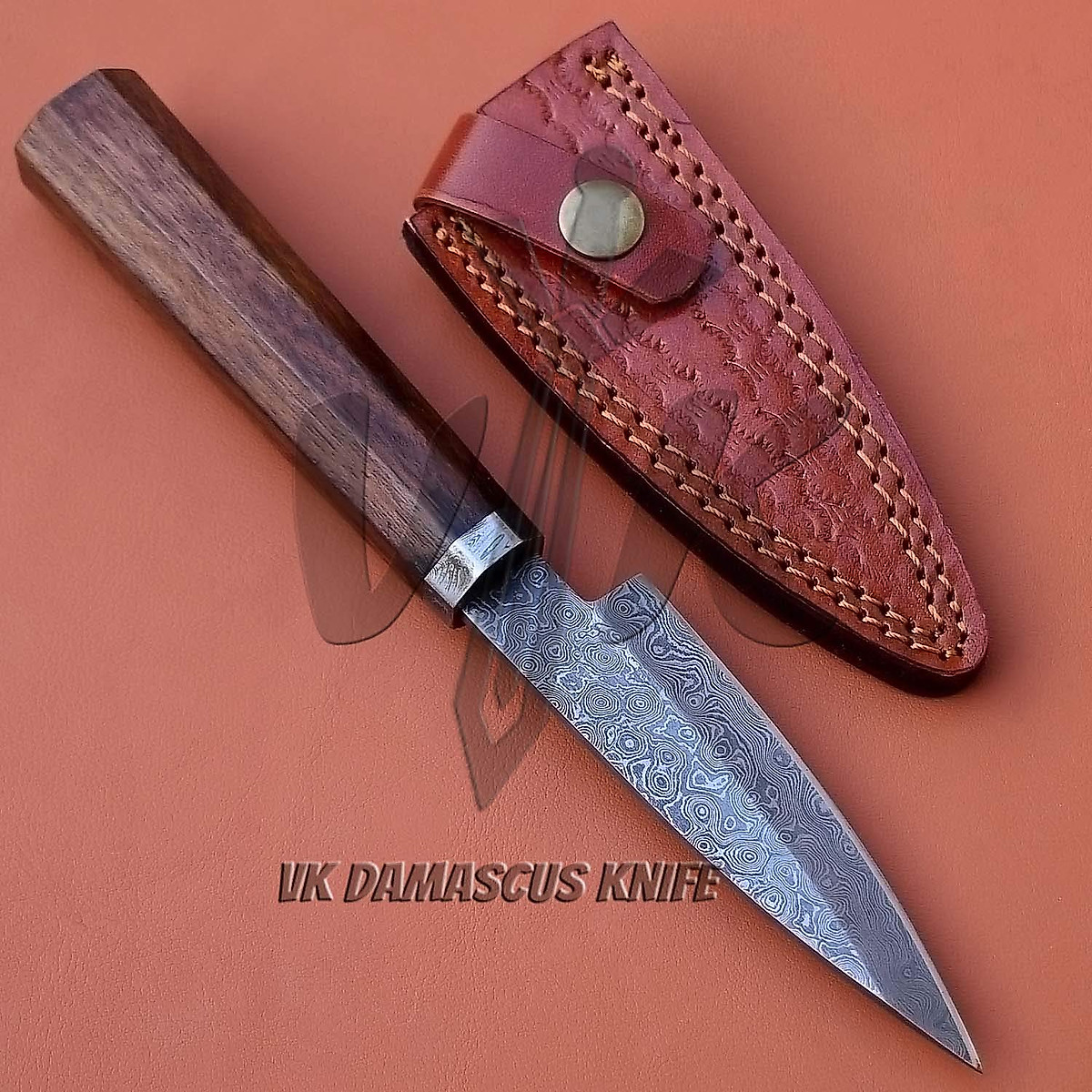 Handmade Damascus Paring Knife, Petty Knife with Sheath, 9" Thin Sharp JNR 4014