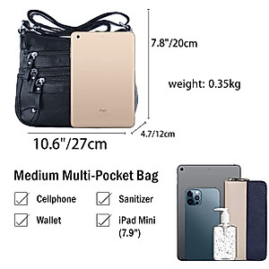 ELDA 10 Pockets Crossbody Purses for Women Medium Pocketbooks Lightweight Ladies Satchel Bag Multi Pocket Shoulder Handbag