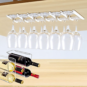 Wine Glass Holder,[No Driling] Adhesive Under Cabinet Wine Glasses Storage and Organization, Wine Glass Rack Suitable for Bar Kitchen Cabinet,Space Saving Stemware Racks Organizer