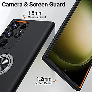 JAME for S23 Ultra Case, Slim Soft Bumper Case for Galaxy S23 Ultra, with Ring Holder Kickstand for Samsung S23 Ultra Case, Military-Grade Protection for Samsung Galaxy S23 Ultra Case, Black