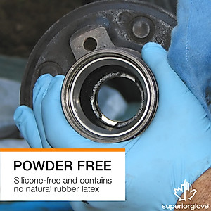 Superior Glove KeepKleen Contour Work Nitrile Gloves (100 Count) Latex Free Glove, Disposable Gloves, Powder Free, 9" Length - RDCNPF (Medium)