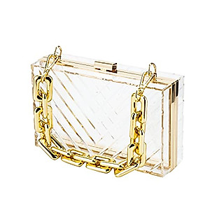 GripIt Acrylic Box Purse Clear Purses Crossbody for Women Evening Bag Transparent V Pattern Clear Handbag Bride Clutch Purse