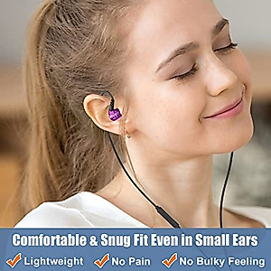 Joysico Sport Headphones Wired Over Ear In-ear Earbuds for Kids Women Small Ears Comfortable, Earhook Earphones for Running Exercise Jogging, Ear Buds with Microphone and Volume for Cell Phones Purple