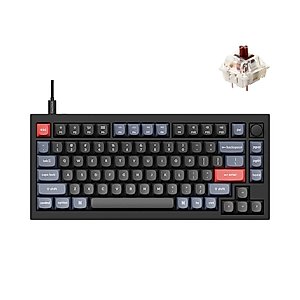 Keychron Q1 Wired Custom Mechanical Keyboard Knob Version, 75% Layout QMK/VIA Programmable with Hot-swappable Gateron G Pro Brown Switch Double Gasket Compatible with Mac Windows Linux - Version 2