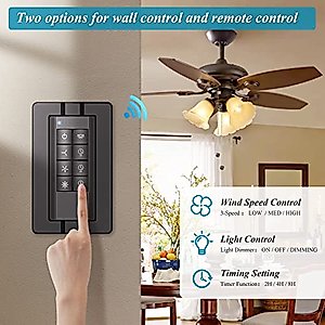 Universal Smart WiFi Ceiling Fan Remote Control Kit, Ceiling Fan Control and Dimmer Light Switch, Compatible with Alexa, Google Assistant and Smart Life App, 3 Speed, Timing, Remote Control