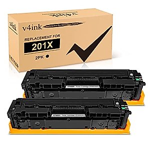 v4ink 201X Remanufactured Toner Cartridge Replacement for HP 201X CF400X 201A CF400A High Yield Black Toner for use in HP Color Pro M252dw M252n MFP M277dw M277n M274N Printer, 2 Pack