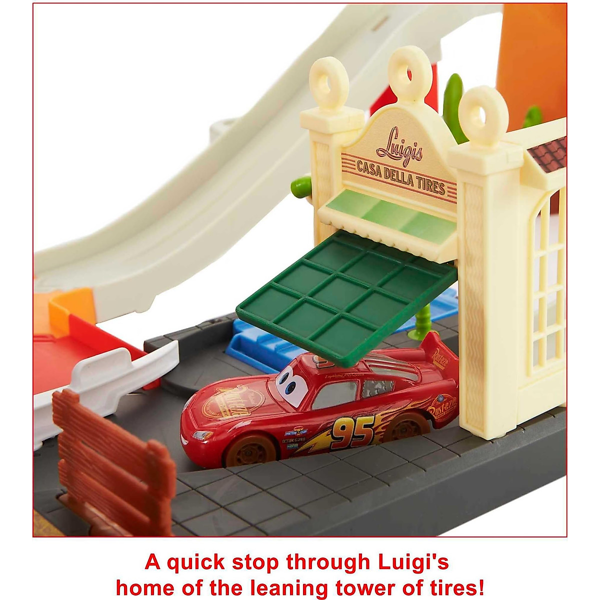 Mattel Disney and Pixar Cars Track Set with Lightning McQueen Toy Car & Storage Tub, Race & Go Playset, 20+ Pieces Include Launcher