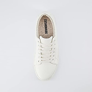 CUSHIONAIRE Women's Hashtag lace up Sneaker +Comfort Foam, Wide Widths Available, White 8.5 W