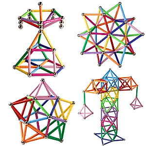 MONILON 160 Pcs Magnet Building Sticks Kids Toys, Lengthen Magnetic Construction Building Blocks Set 3D Brain Training Learning Educational DIY STEM Toys