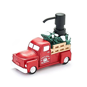 Hand Soap Dispenser Pump Christmas Decor for Kitchen or Bathroom - Holiday Set in Gift Box (Red Truck - Tis The Season Soap)