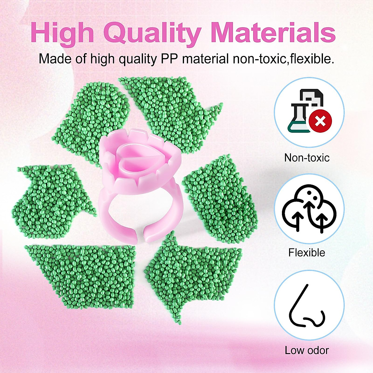 NXJ INFILILA Glue Rings for Eyelash Extensions, 100PCS Disposable Rings for Lashes, Lovely Heart Shape Lash Fan Blossom Glue Cups Lash Extension Supplies Lash Supplies for Eyelash Extensions