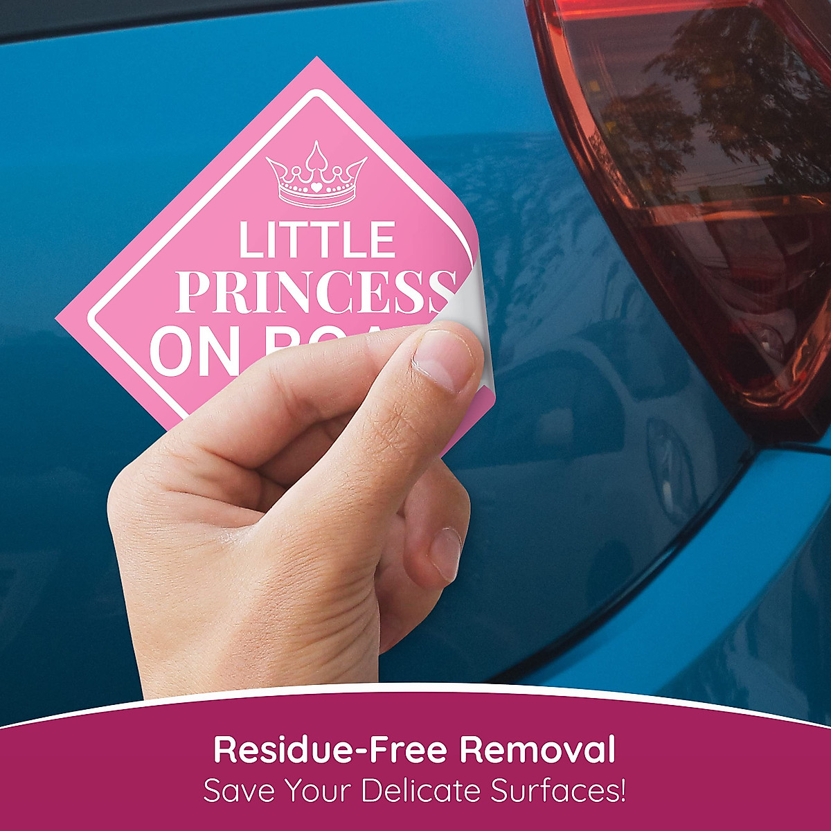 Super Cute, Elegant 4.5in Princess on Board Sticker 1pk. Bright Pink Diamond Newborn Caution Car Bumper Decals. Premium Vinyl Baby Safety Warning Label for Vehicles, Trucks, Automobiles, Cars, Vans