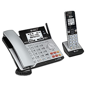 AT&T TL86103 2-Line Corded/Cordless for Small Business with Answering Machine, 2-Mailboxes, Connect-to-Cell, Caller ID Announcer, Intercom, Line-power, Long Range & Expandable to 12 Handsets
