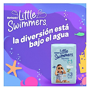 Huggies Little Swimmers Disposable Swim Diapers, Swimpants, Size 3 Small (16-26 lb.), 12 Ct. (Packaging May Vary)